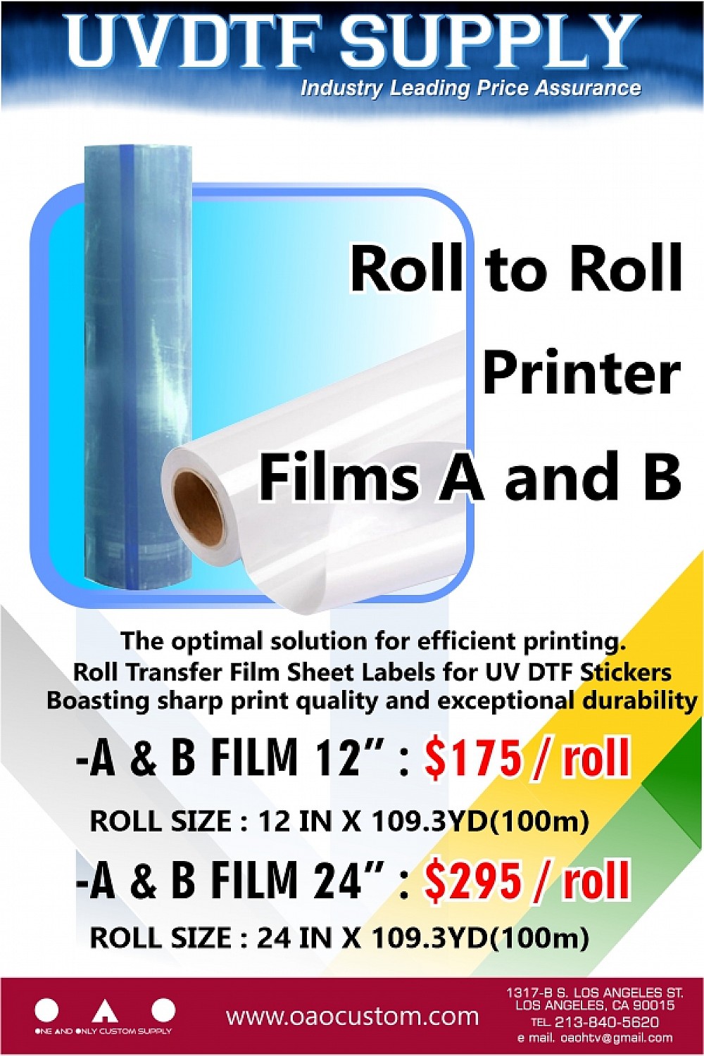 UV DTF FILM 12 IN X 100 METER