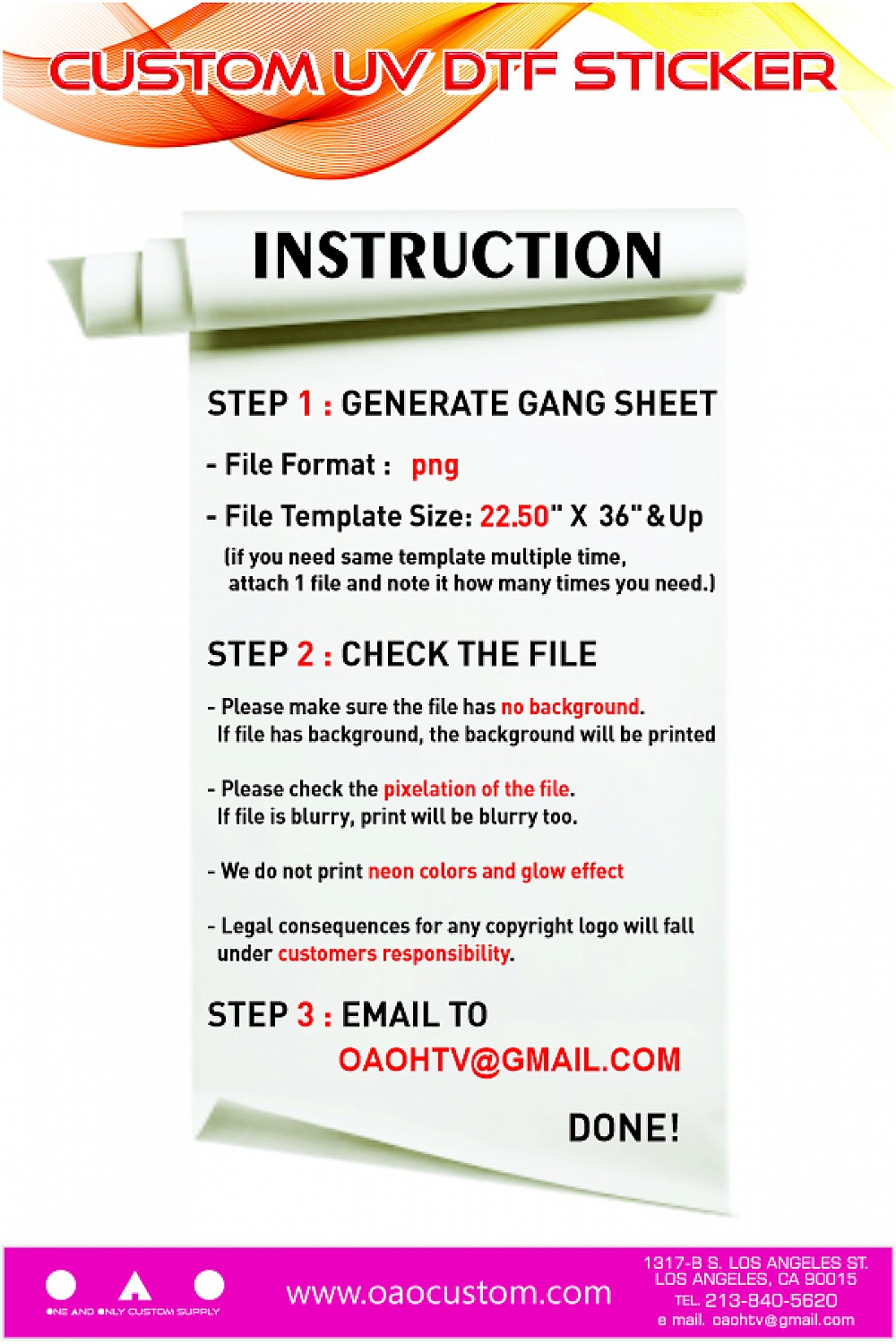 UV STICKER GANG SHEET RUSH