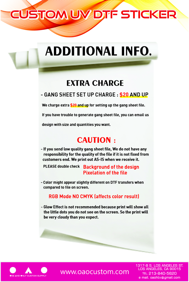 UV STICKER GANG SHEET